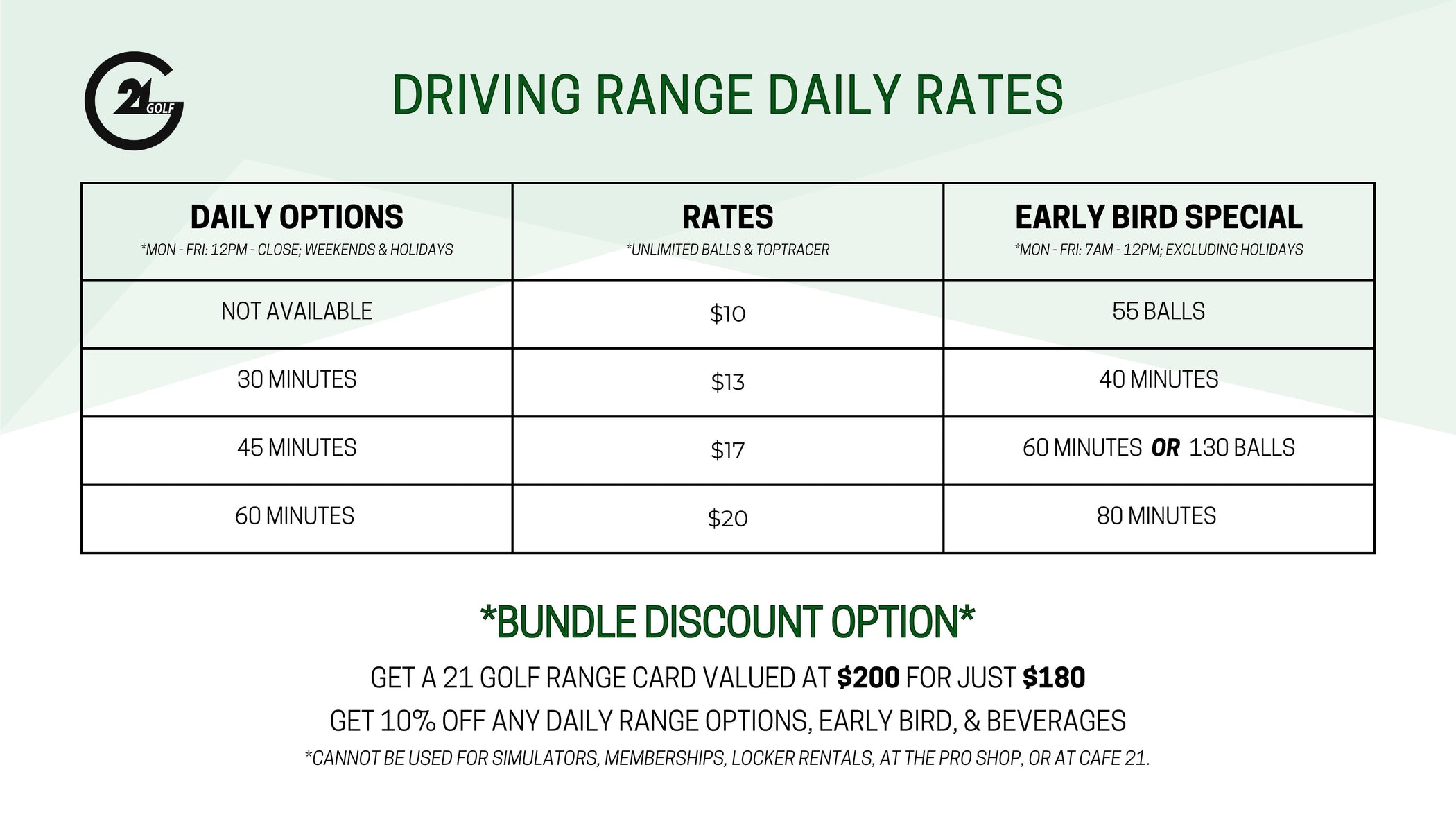 RATES – 21golfrange